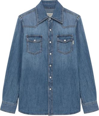 Roy Rogers Femme, Blouses et Chemises, Bleu, Taille: 42 FR Camicia Ranch