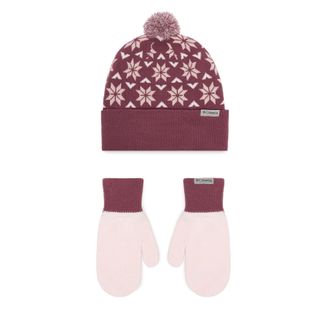 Columbia Set M&uuml;tze und Handschuhe Columbia Snowflake 2180781 Dunkelrosa