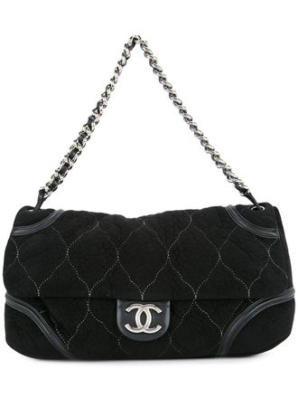 Chanel sac porté épaule à design matelassé - Noir