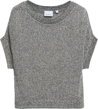 Comma Kurzarmpullover Strickpullover Lockerer Pullover aus Ajourstrick