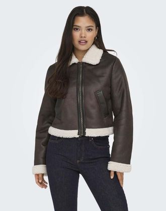 Only Only - Braune Kunstlederjacke