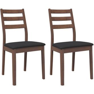 vidaXL Esszimmerst&uuml;hle mit Kissen 2 Stk. Braun Massivholz Gummibaum - Vidaxl