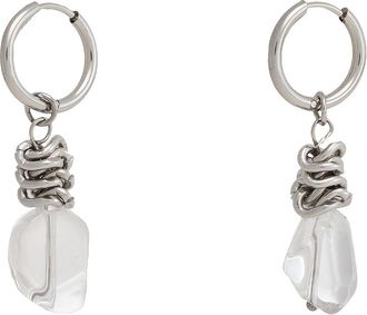 8 by YOOX EARRINGS WITH TRANSPARENT GLASS PENDANT AND METALLIC KNOT