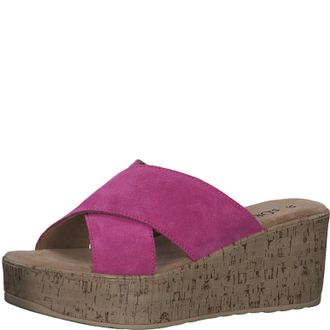 s.Oliver Damen Pantoletten aus Leder Plateau, Rosa (Pink), 40 EU