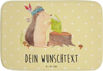 Mr. & Mrs. Panda Personalisierte Badematte Igel Federschmuck - Geschenke, Waldtiere, Badl&auml;ufer Mit Namen, Badmatte Waschbar Wunschtext, Indianer, Badtextilien, Camping