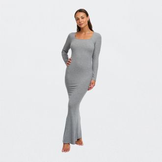 creamy fabrics Ribbed Long Sleeve Maxikleid