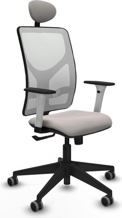 Piqueras y Crespo B&uuml;rostuhl aus wei&szlig;em Netzstoff, mit wei&szlig;en und schwarzen Armlehnen, h&ouml;henverstellbare Lendenwirbelst&uuml;tze und festes Kopfteil, ausgestattet mit 3 Posit