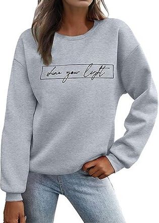 Generic Sweat Femme sans Capuche- Haut De Sport Manche Longue Col Rond Imprimé Décontracté Pullover Coupe Ample Confortable Chic Et Élégants Classiques Passe-