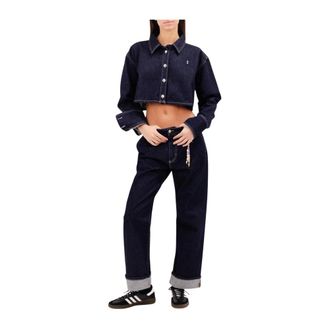 Icon Denim Los Angeles Femme, Blouses et Chemises, Bleu, Taille: 36 FR Amber Crop Shirt