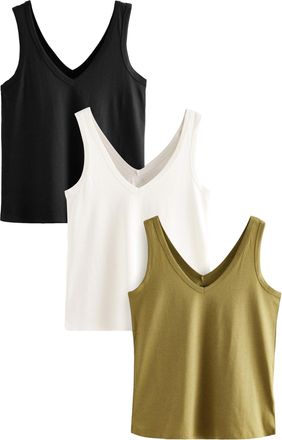 Next Legere Tops aus Modal, 3er-Pack White/Black/Grey Marl L