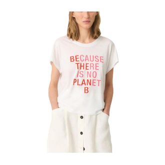 Ecoalf Wei&szlig;e Rio T-Shirt mit rosa Buchstaben - - Tops - Damen - Wei&szlig; - XS