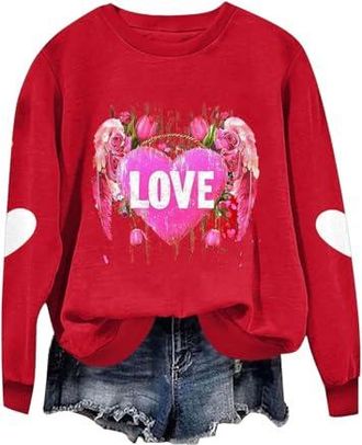 Generico 2026 Sweat-shirt &agrave; manches longues pour femme avec col rond et col rond pour femme Rouge, Rouge past&egrave;que (Rojo sand&iacute;a), XXXL