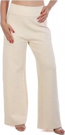Emporio Armani Emporio Armani Ea7, Femme, Pantalons, Beige, Taille: 40 FR Pantalon Large en M&eacute;lange de Coton Stretch