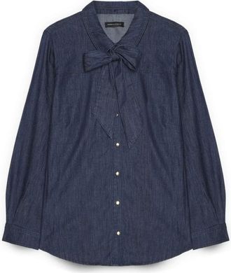 Fiorella Rubino Denimhemd mit Schleife - - Blouses & Shirts - Damen - Blau - 2XL