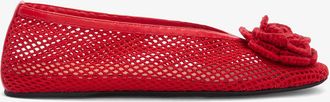Ganni Ballerine en maille rouge Jenny - Taille 37 Goji Berry - Pour Femme