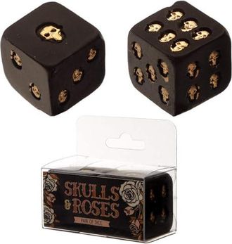 Puckator Totenkopf Würfel 2er Set 2-er Set, schwarz, 100% Polyresin, in Sichtverpackung