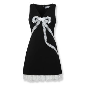 Self Portrait Crepe-Schleifen-Spitzen-Minikleid - - Dresses - Damen - Schwarzk - XS