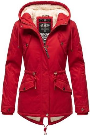 Marikoo Veste dhiver pour femme - Rembourr&eacute;e en fausse fourrure - Marikoo B376 - Rouge - Medium