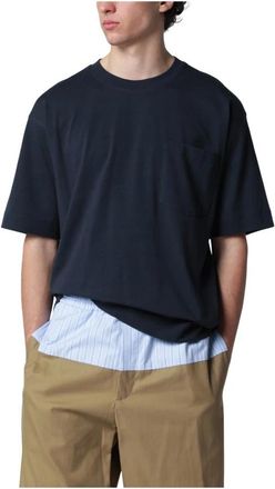 Dries Van Noten Homme, Tops, Bleu, Taille: L T-shirt ajust&eacute; Medium avec poche poitrine