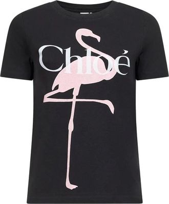 Chlo&eacute; Femme, Tops, Noir, Taille: 42 FR Baby Fit Logo T-shirt