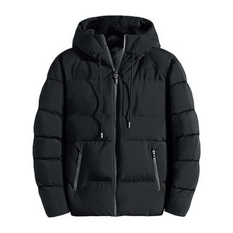 Generic Veste matelassée imperméable à capuche pour homme - Veste matelassée légère avec capuche - Manteaux thermiques coupe-vent coupe-vent pour la pêche et 