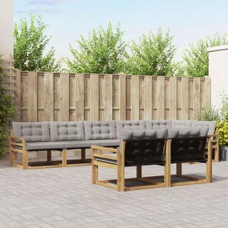 vidaXL Vidaxl Set Di Divani Da Esterno 8 Pz Bianco E Grigio Chiaro