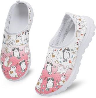 CHAQLIN Chaussures de marche confortables en maille pour femme, M&eacute;dical Chat Infirmi&egrave;re Rose, 36.5 EU