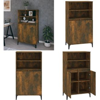 vidaXL Vidaxl - Buffet haut Ch&ecirc;ne fum&eacute; 60x36x110 cm Bois ding&eacute;nierie - Buffet Design Moderne - Meuble Rangement Cuisine - Commode Salon - Buffet Rustique