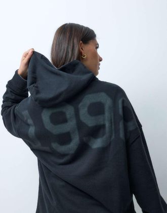 Hollister sweat &agrave; capuche oversize imprim&eacute; graphique noir