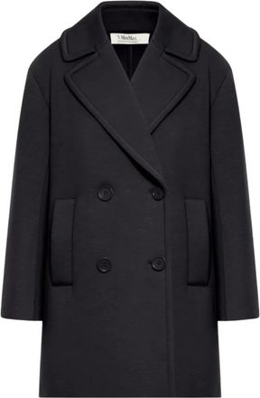 Max Mara Femme, Manteaux, Noir, Taille: 40 FR Caban court crois&eacute;