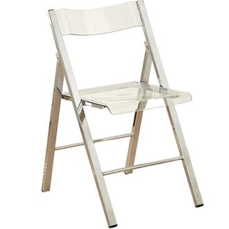 Generic Campingstuhl Faltbar Transparente R&uuml;ckenlehne Aus Acryl mit Edelstahl Verst&auml;rkter Rahmen Klappstuhl Bis 150 Kg Klapphocker Faltbar f&uuml;r K&uuml;che, Esszimme