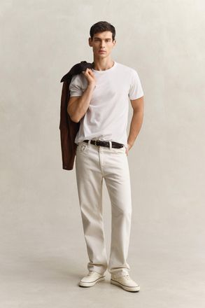 GANT Herren Ecrufarbene Straight Fit Jeans (34/32) ECRU