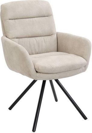 Cantus Armlehnstuhl, Beige, Metall, Textil, Drehkreuz, 62x89x65 cm, Stoffauswahl, Sitzfläche 360° drehbar, inklusive Armlehnen, Esszimmer