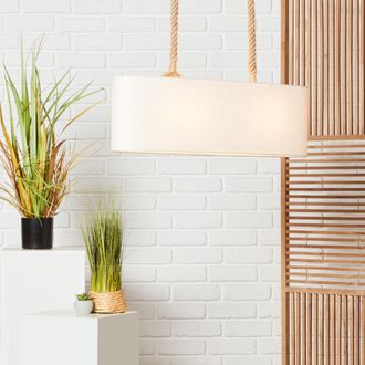 Lightbox 2 flammige Hängelampe im Nature Stil - dimmbare Pendelleuchte mit stilvollen Textilschirm - 2 x E27 max. 40W - geeignet für E27 Leuchtmittel - aus Sei
