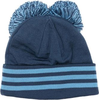adidas KA2408 Striped Knit with Pom-Pom Beanie - Blue