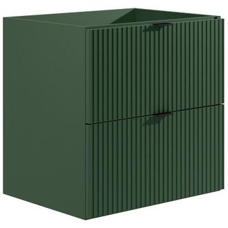 Vente-Unique Meuble sous vasque suspendu stri&eacute; - Vert mat - 60 cm - ZEVINI