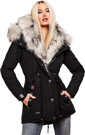 Navahoo Parka dhiver 2 en 1 pour femme - Manteau dhiver chaud - Fourrure B365, Noir, S