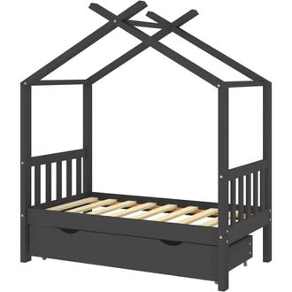 vidaXL Kinderbett mit Schublade Dunkelgrau Massivholz Kiefer 70x140 cm - Vidaxl