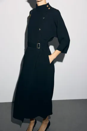 Gerard Darel Robe midi &agrave; col montant et boutons dor&eacute;s - CAPU - Noir
