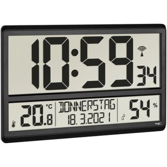TFA Dostmann 60.4520.01 Funk Wanduhr 360 mm x 28 mm x 235 mm Schwarz Gro&szlig;es Display