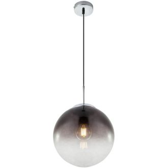 Globo Lighting Varus Plafonnier suspendu Globe 25 cm, abat-jour en verre fum&eacute; chrom&eacute;, 1 culot E27