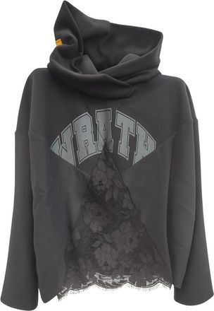 John Richmond Femme, Sweatshirts et sweats &agrave; capuche, Noir, Taille: 34 FR SweaT-shirt avec col ch&acirc;le et d&eacute;tail graphique