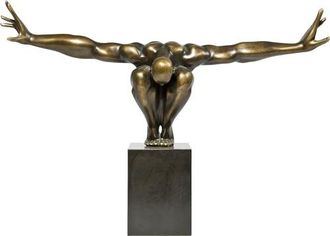 Kare Design Design Deko Objekt Athlet, Bronze, Modern, Große Dekorationsfigur, Fitness Statue, Skulptur, Wohnzimmer, Marmor Sockel, 52x75x23cm (H/B/T)