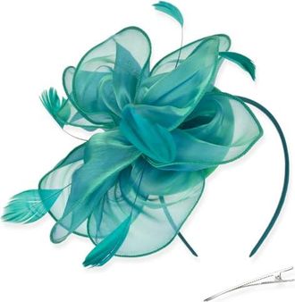 Dreshow Femmes Fascinator Chapeau Fleur Mesh Plume Mariage Dames Day Bandeau et Clip Cocktail Tea Party Chapeau