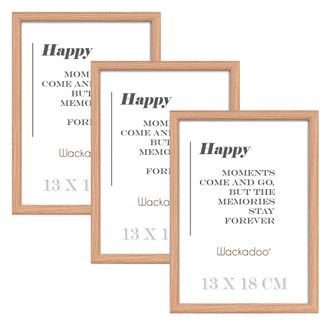 Wackadoo Bilderrahmen 13x18 eiche 3er Set Fotowand Fotorahmen mit Glasscheibe Picture frame Holz aus MDF