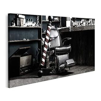 Islandburner Tableau Tableaux logo barbier symbole élégant fauteuil de barbier vintage coiffeur barbier dintérieur fauteuil de barbier Cadre sur Toile Impression P