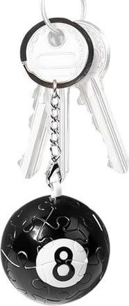 Generic Porte-clés boule de billard 8 | Porte-clés créatif - Porte-clés créatif couple clés de voiture porte-clés puzzle pour sac à dos pendentif, Noir, Refer
