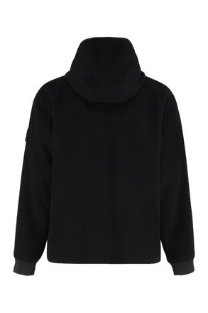Stone Island Mens Hooded Jacket Wool And Nylon Black Bomber