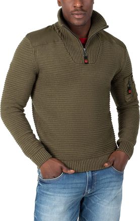 Timezone Herren Seamans Troyer Pullover, Dark Olive Melange, 3XL