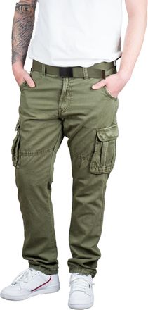 Indicode Rocky Herren Cargohose mit Gürtel Cargo Hose Freizeithose Wanderhose Trekkinghose Outdoorhose (3XL, Army)